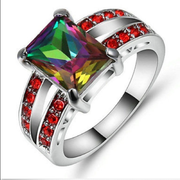 Jewelry | Gorgeous Mystic Rainbow Ruby Turkish White Gold | Poshmark
